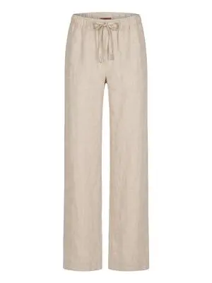 MAISON TANGERINE Neutrals Linen Wide Leg Long Trousers Sand For - Orange