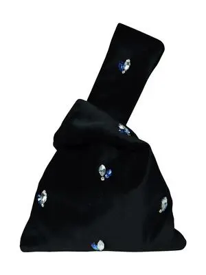 2KSTYLE Blumarine Crystal Hand Embellished Velvet Mini Wristlet Pouch - Black