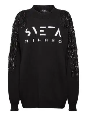 SVETA MILANO Ermione Long Sweater With Logo - Black