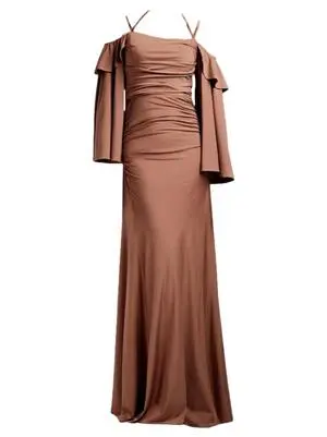 ALINA CERNATESCU Lyric Long Off Shoulder Neckline Evening Dress