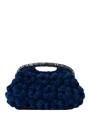 SPRINGMOONATELIER Midnight Sapphire Velvet Knitted Designer Bag – Elegant, Soft, And Unique