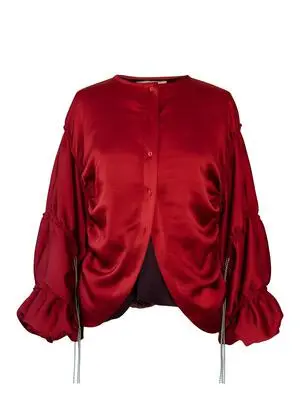 RAXADA Atalaya Bomber Jacket In Recycled Satin - Red