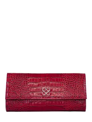 STESSA BY SARAH The Valentina Croc Clutch In Barbados Cherry - Red