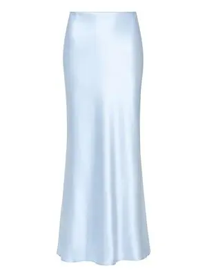 LILY ROU Sky Maxi Silk Slip Skirt - Blue