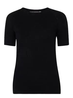 PAUL JAMES KNITWEAR Midweight Merino Activewear Selene T-shirt - Black