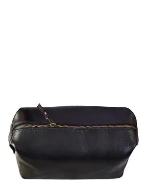 VIDA VIDA Deluxe Leather Wash Bag - Black