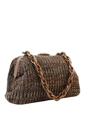 SJW BAGS LONDON Neutrals Balmoral Knitted Purse Clutch In Heather Mix - Black