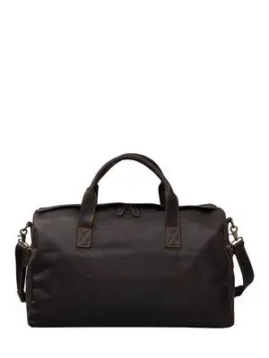 TOURI Genuine Leather Weekend Bag Vintage Look Dark - Brown