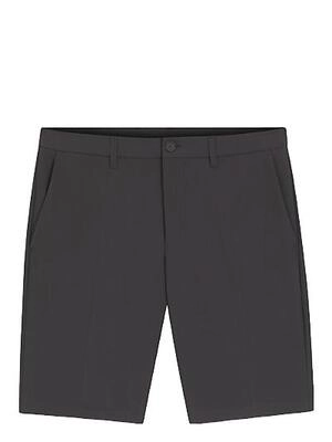 BOSS Straight-leg Slim-fit Brand-print Stretch-woven Shorts - Dark Grey