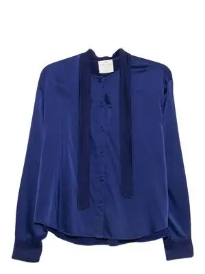 FORTE_FORTE Silk Bow-tie Shirt - Blue