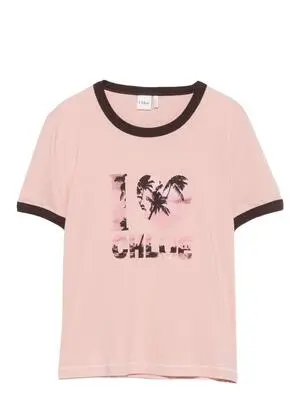 Chloé Printed Cotton T-shirt - Pink