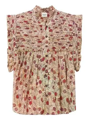 MARANT ETOILE MARANT ÉTOILE Sleeveless Floral Print Top With Ruffled Trim