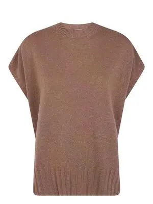 TWINSET Lurex-knit Sleeveless Sweater - Brown