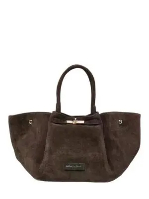 ADRIANNA FERETTI Suede Logo-patch Tote Bag - Brown