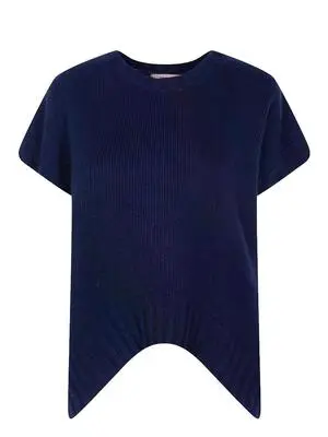 TWINSET Ribbed-knit Curved-hem Sweater - Blue