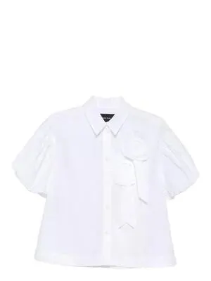Simone Rocha Rosette-embellishment Puff-sleeve Shirt - Black