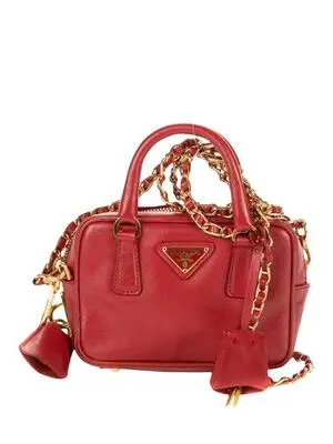 Prada Saffiano Leather Shoulder Bag - Red