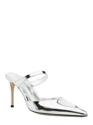 STUART WEITZMAN Pointed-toe Metallic Mules - Silver