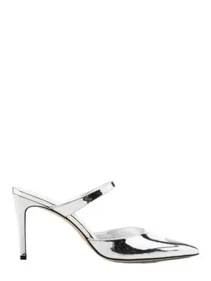 STUART WEITZMAN Pointed Toe Metallic Stiletto Mules - Silver
