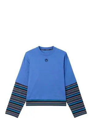 MARINE SERRE Layered-sleeve Moon-patch T-shirt - Blue