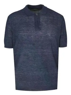 Corneliani Zip-fastening Knitted Polo Shirt - Blue
