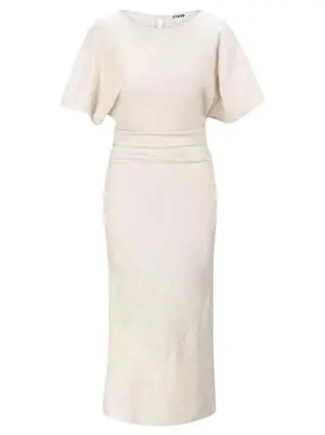 Staud Amelie Ruched-waist Dress Neutrals