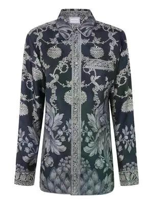 PIERRE-LOUIS MASCIA Floral-print Silk Shirt - Black