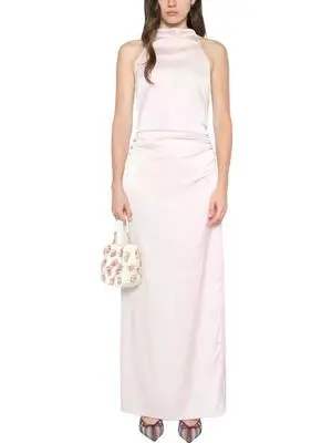 ROTATE BY BIRGER CHRISTENSEN Halterneck Ruched Maxi Dress - Pink