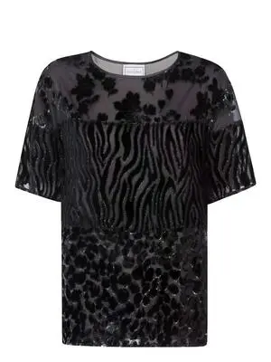 PIERRE-LOUIS MASCIA Patchwork Devoré-effect T-shirt - Brown