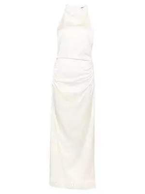ROTATE BY BIRGER CHRISTENSEN Lace-trim Ruched Maxi Dress - Neutrals