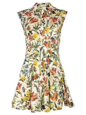 Alice + Olivia Kim Floral-print Mini Dress - Neutrals