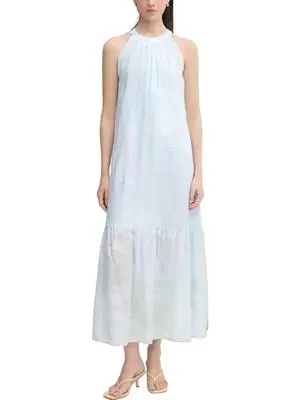 GAUDI Floral-embroidered Halterneck Maxi Dress - Blue