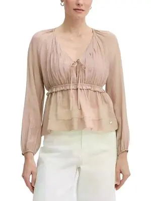 GAUDI Tie-fastening Peplum-hem Blouse - Neutrals