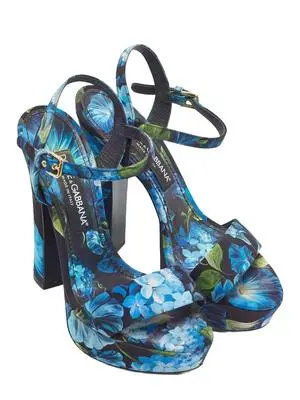 Dolce & Gabbana Keira Floral Platform Sandals - Blue