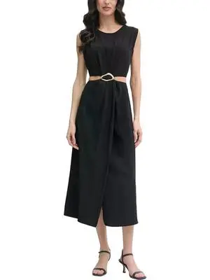GAUDI Cut-out Buckled Midi Dress - Black