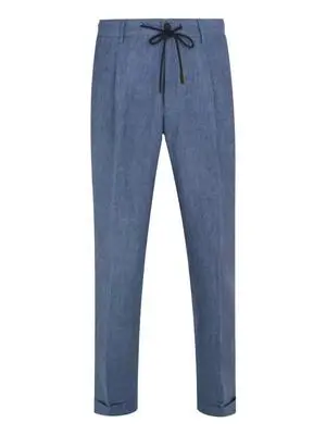 GRAN SASSO Drawstring Pleated Trousers - Blue