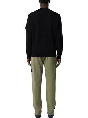 Stone Island Logo-patch Ribbed-knit Sweater - Black