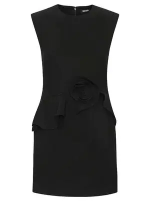 ROTATE BY BIRGER CHRISTENSEN Floral-appliqué Peplum-hem Mini Dress - Black