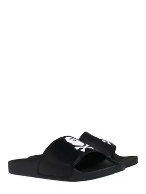 A BATHING APE Crossbone Flat Slides - Black