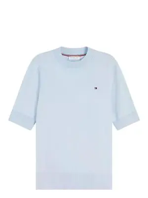 Tommy Hilfiger Short-sleeve Logo-embroidered Top - Blue