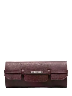 Dsquared2 Logo-plaque Pebbled-leather Clutch Bag - Red