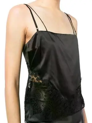 TOM FORD Lace-detail Sleeveless Satin Top - Black