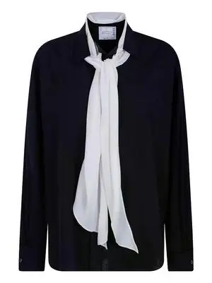 Sacai Tie-neck Long-sleeve Shirt - Black