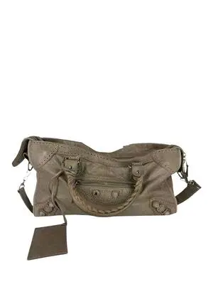 Balenciaga Motocross Covered Brogues City Handbag - Brown