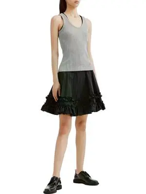 GANNI Ribbed-knit Logo-embroidered Tank Top - Grey