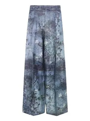 PIERRE-LOUIS MASCIA Floral-print Palazzo Trousers - Blue