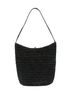 THE ROW Alma Shoulder Raffia Bag - Black