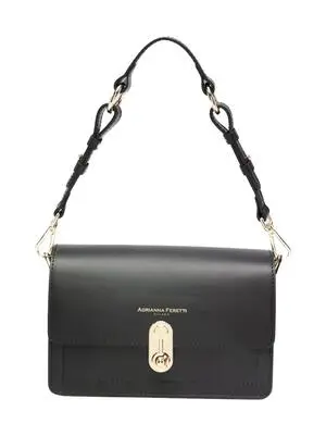 ADRIANNA FERETTI Logo-print Leather Shoulder Bag - Black