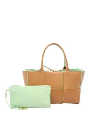 Bottega Veneta 2012-2026 Small Lambskin Intrecciato Arco Tote Bag - Brown