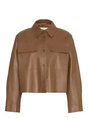 Max Mara Leather Cropped Jacket - Brown
